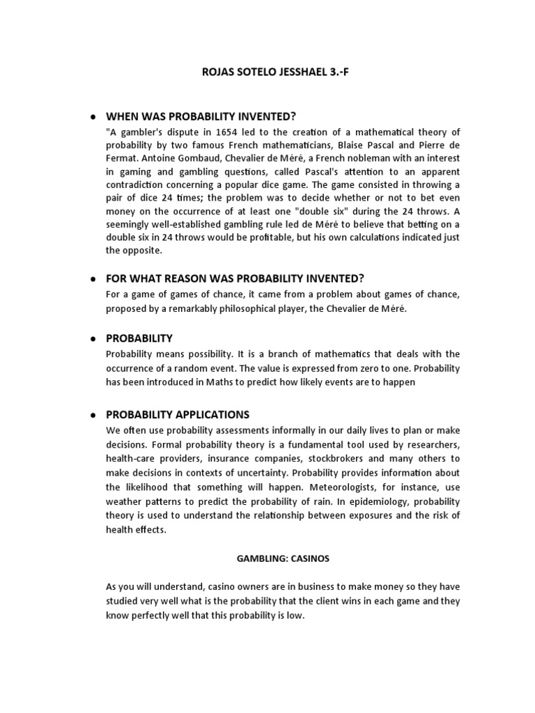 When Was Probability Invented?: Rojas Sotelo Jesshael 3.-F | PDF ...