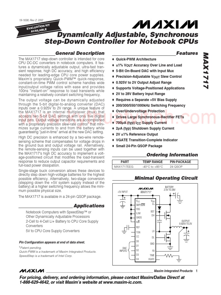 Dynamically Adjustable, Synchronous Step-Down Controller For Notebook ...