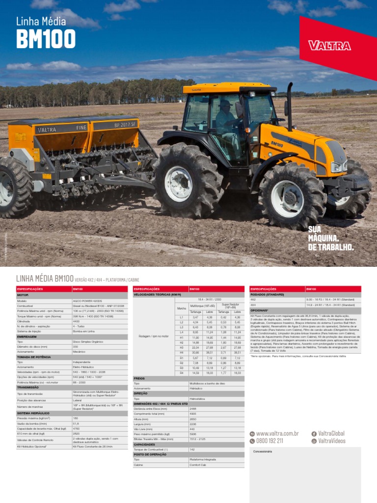 Trator Bm100 Ficha Tecnica | PDF | Trator | Veículos