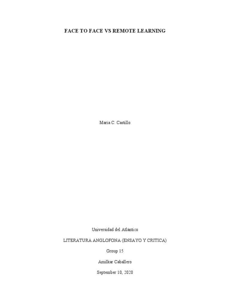 Face To Face Vs Remote Learning: María C. Castillo | PDF | Teachers ...