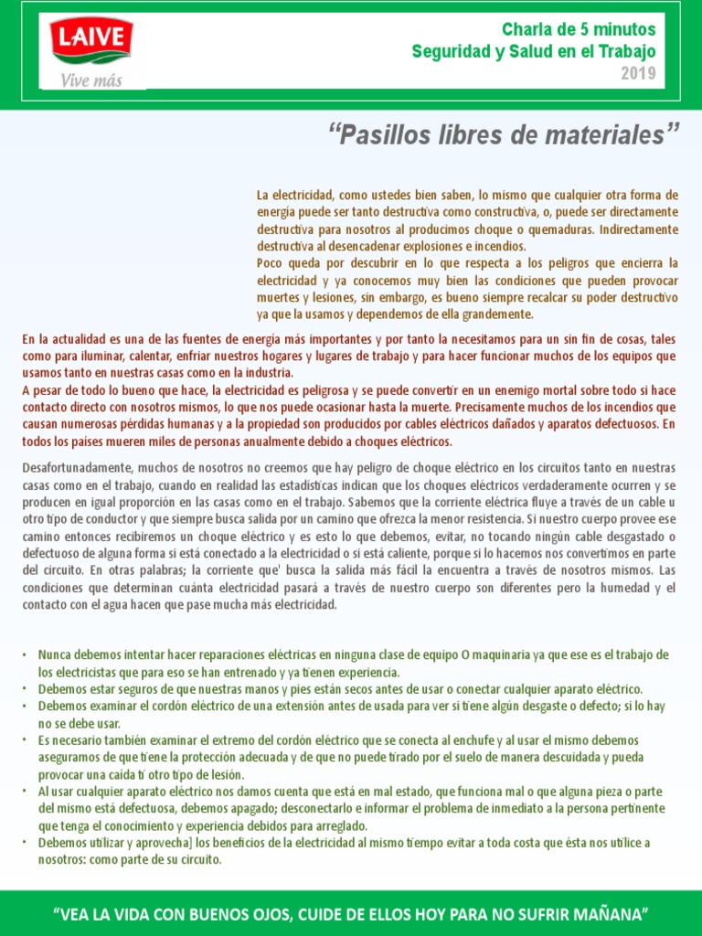 Pasillos Libres de Materiales | PDF | Electricidad | Electromagnetismo
