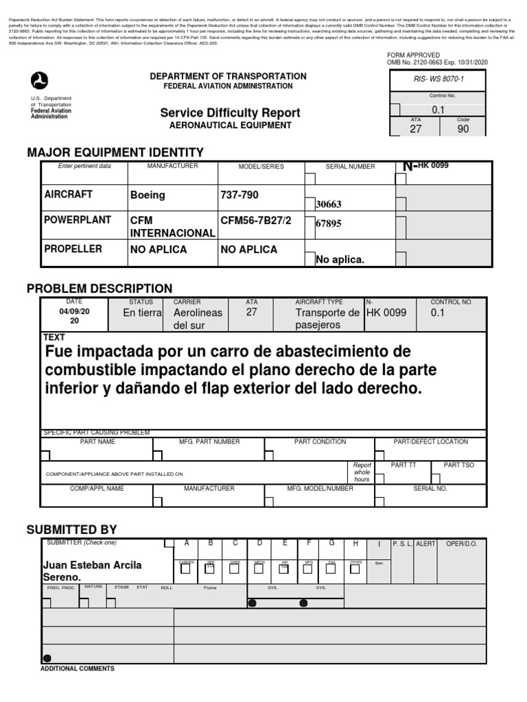 FORM 8070-1 b737-700 PDF | PDF | Federal Aviation Administration | Aircraft
