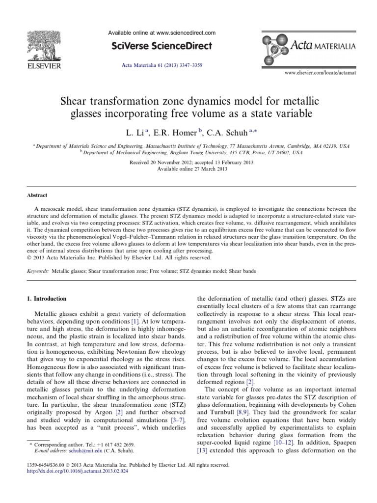 Shear Transformation Zone Dynamics Model For Metallic Glasses ...