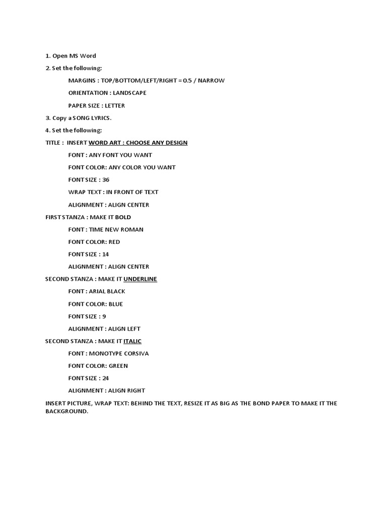 MS Word Activity | PDF