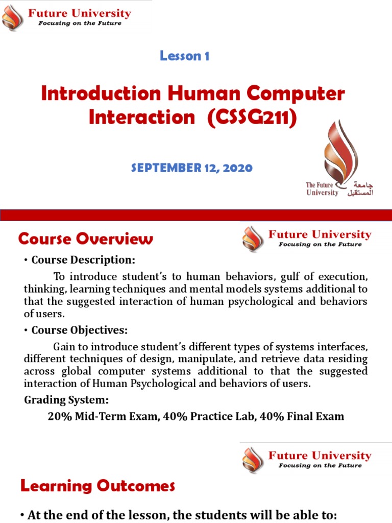 Lesson 1 Introduction To HCI | PDF | Human–Computer Interaction | Usability