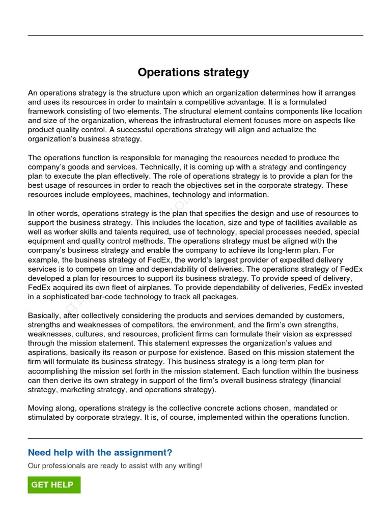 Operations Strategy | PDF | Strategic Management | Resource