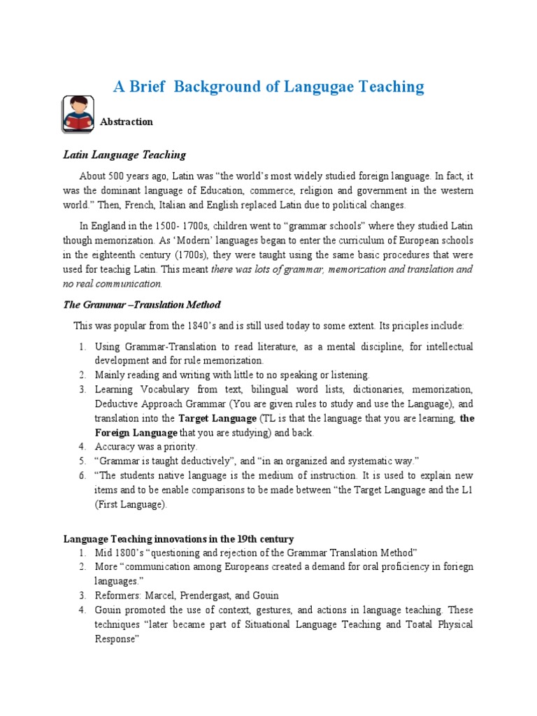 A Brief Background of Langugae Teaching | PDF | Language Education ...