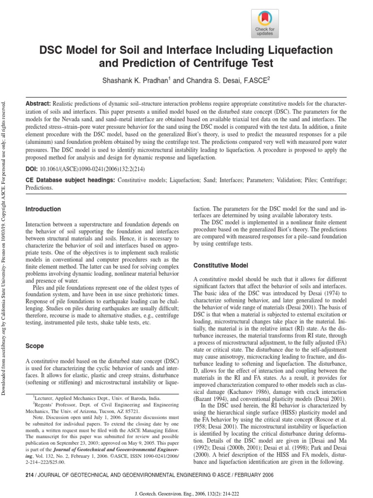 DSC Model For Soil and Interface Including Liquefaction and Prediction ...