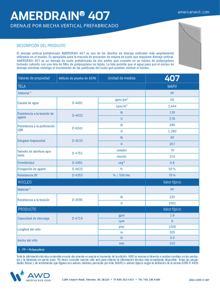 AMERDRAIN - Mechas Drenantes 407 | PDF