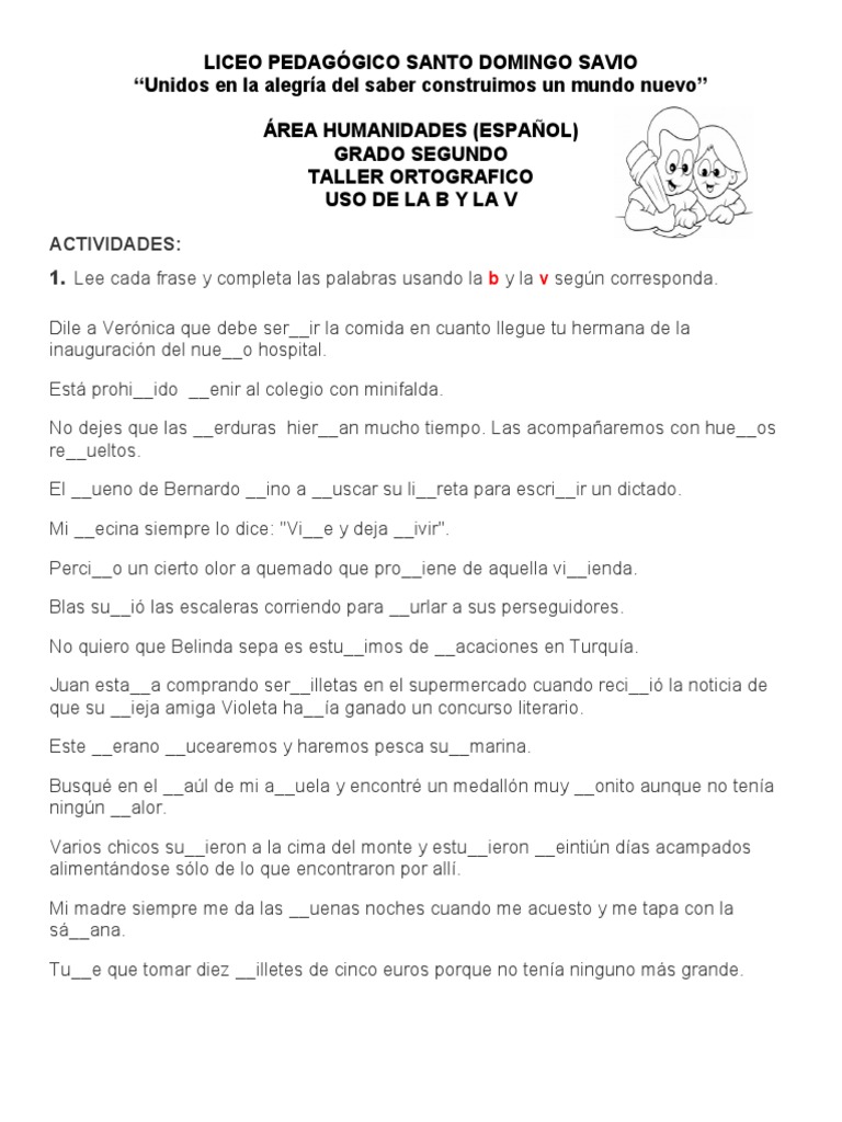 Taller de Ortografía: Uso de B y V | PDF