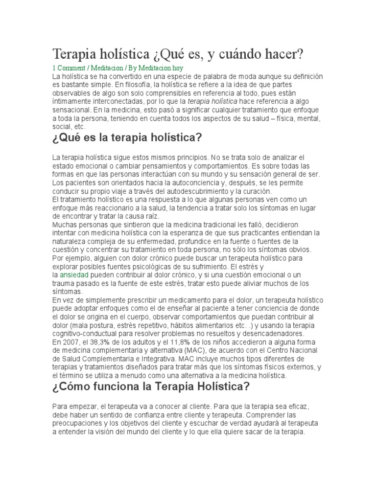 Terapia Holística: Definición y Beneficios | PDF | Holismo | Psicoterapia