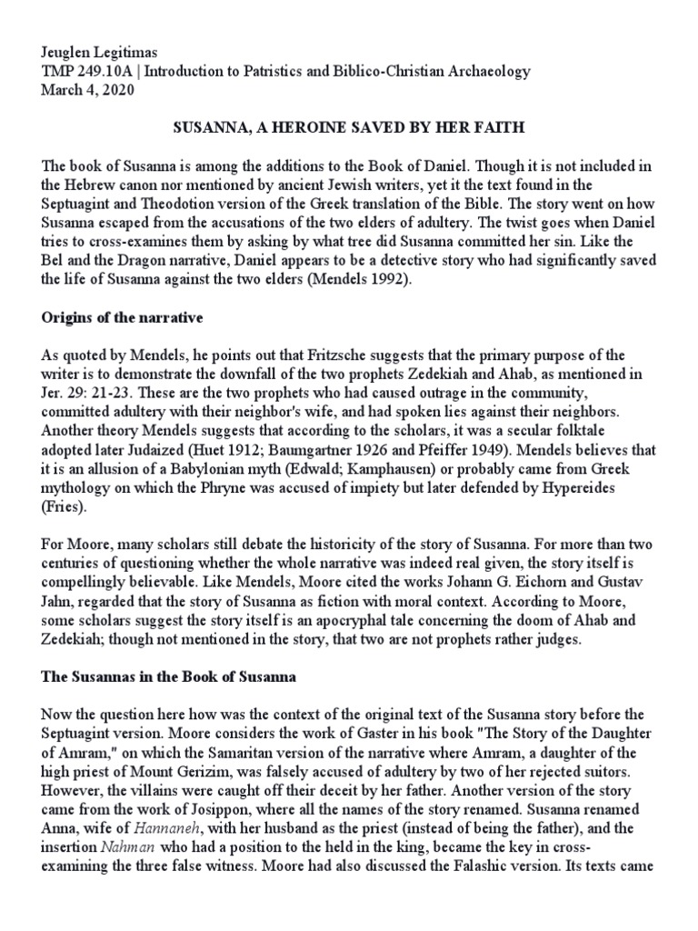 Susanna, A Heroine Saved by Her Faith | PDF | Wisdom | Bible
