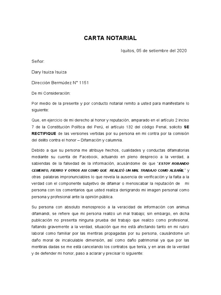 Carta Notarial | PDF | Política | Principios éticos