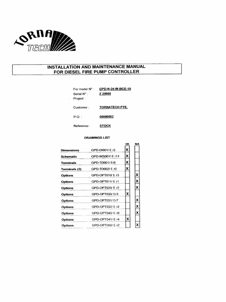 2.4 Instalation and Maintenance Manual For Engine Fire Pump Controler | PDF