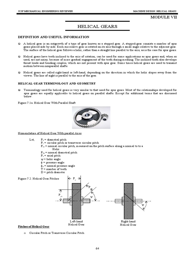 Helical Gears: Definition and Useful Information | PDF | Gear | Bearing ...