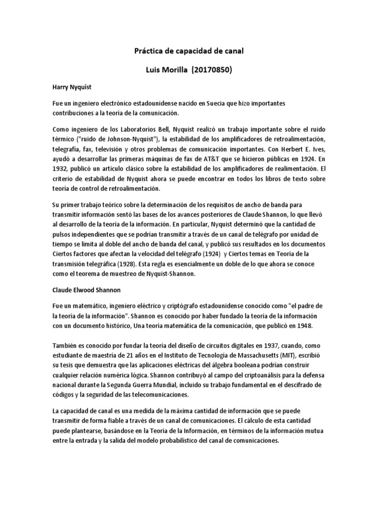 Harry Nyquist | PDF | Matemáticas Aplicadas | Telecomunicaciones