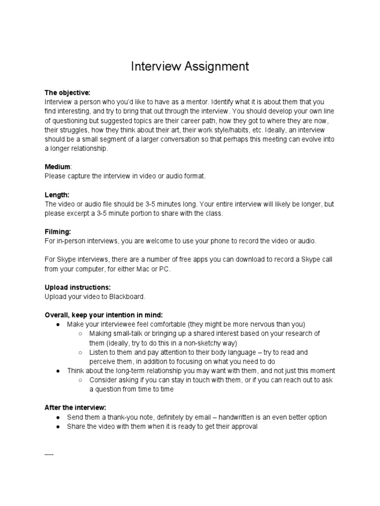 Mentorship Interview Assignment Guide | PDF | Interview | Communication