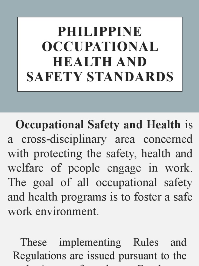Philippine Occupational Health and Safety Standards | PDF