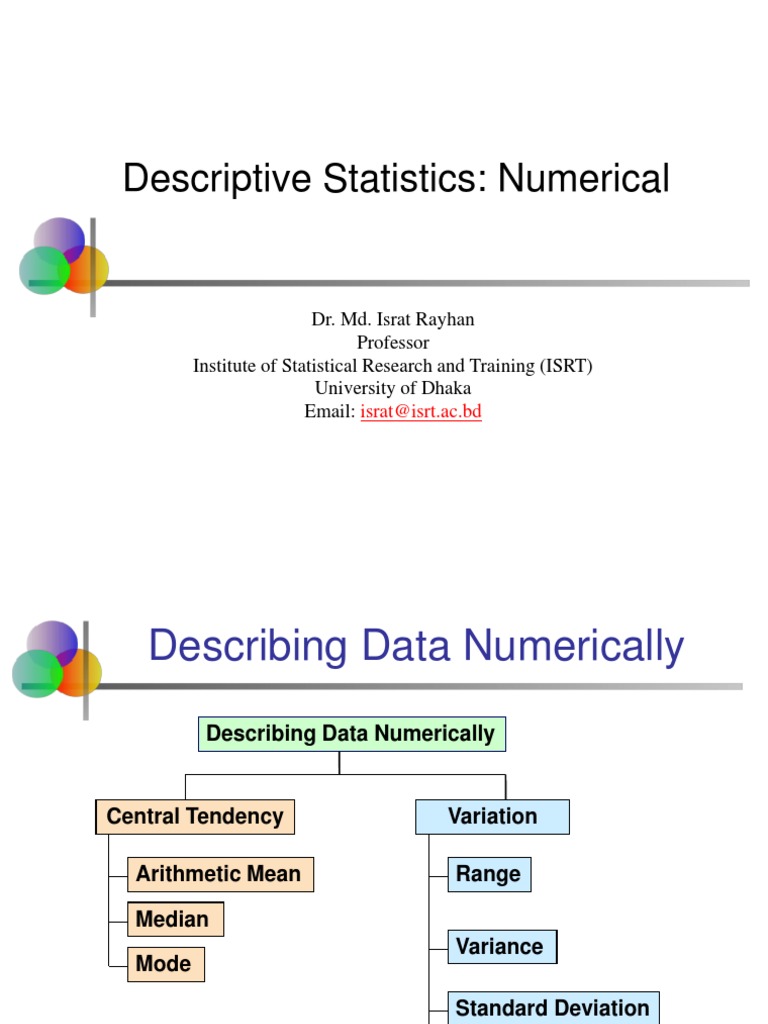 Descriptive Statistics: Numerical | PDF | Mean | Standard Deviation