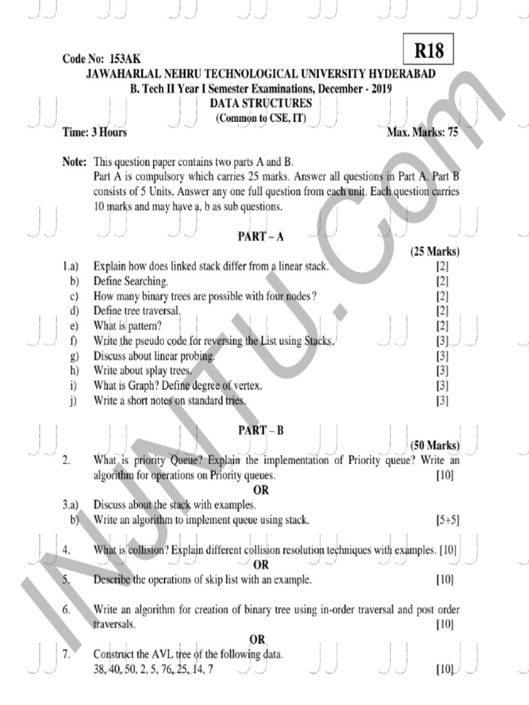 Question Paper r18 - Data - Structures PDF | PDF