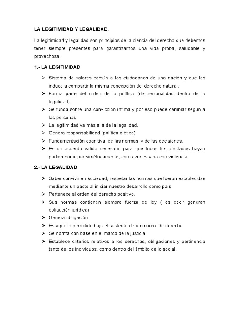 La Legitimidad y Legalidad | PDF | Legitimidad (política) | Bienes (Ley)