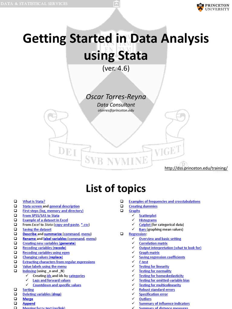 Stata Tutorial | PDF | Regression Analysis | Standard Deviation