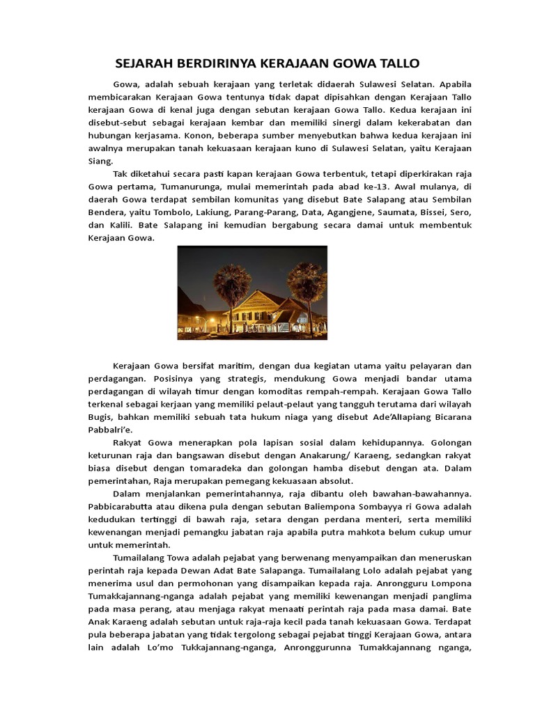 Sejarah Kerajaan Gowa Tallo di Sulawesi | PDF