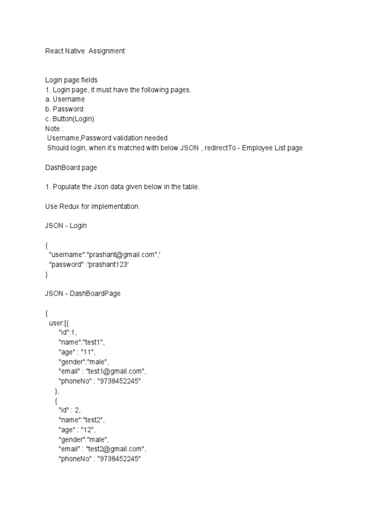 React Native Assignment | PDF | Computers