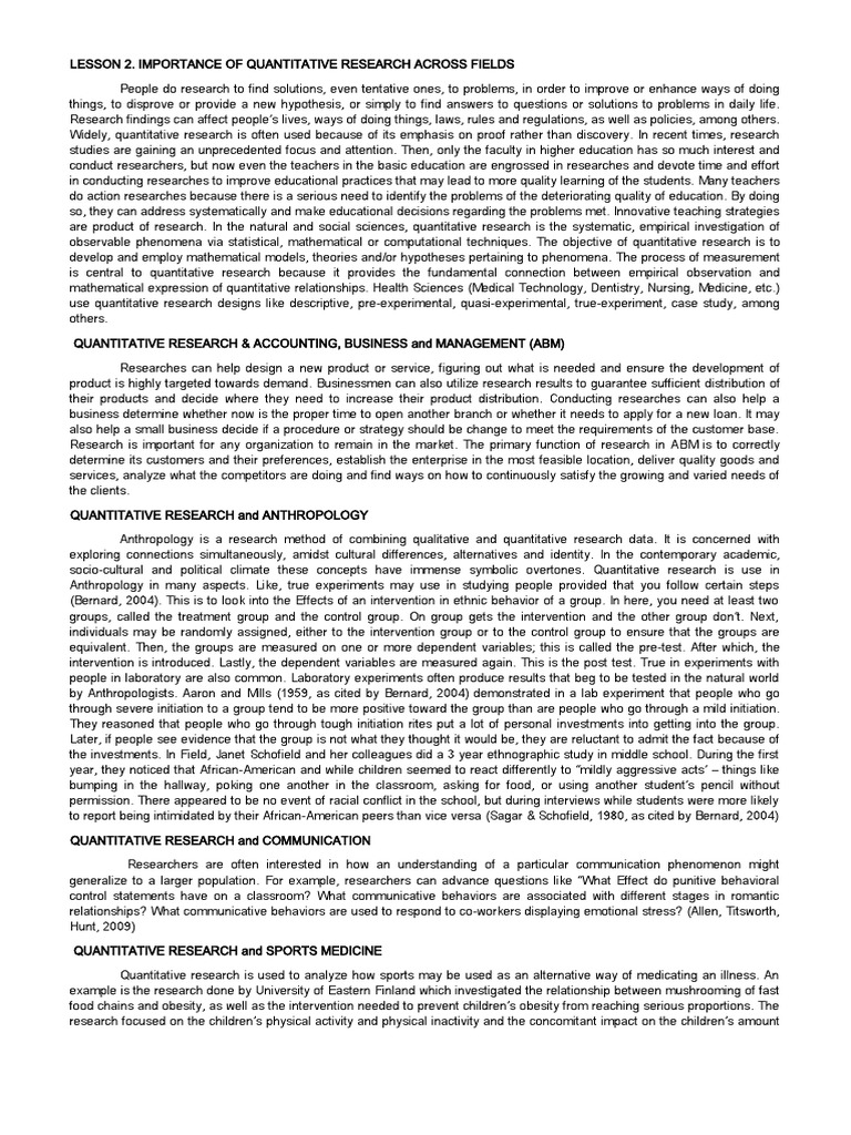 Lesson 2 Importance of Research Across Fields Variables | PDF | Dependent And Independent ...