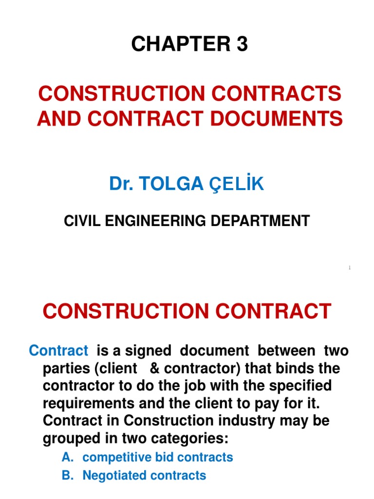 Chapter 3 Construction Contracts and Boq PDF | PDF | Specification ...
