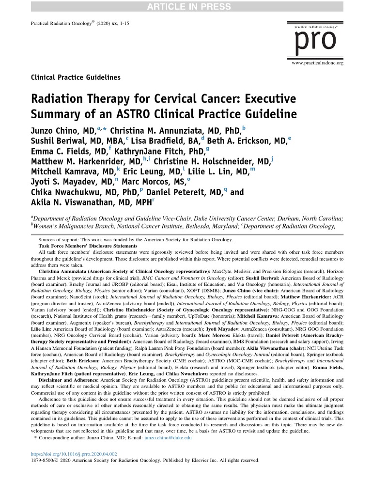 2020 ASTRO Clinical Practice Guideline | PDF | Radiation Therapy ...
