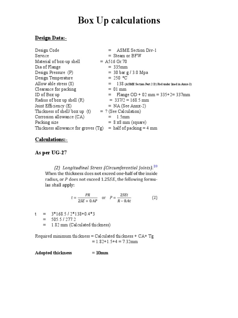 Boxup Calculation | PDF