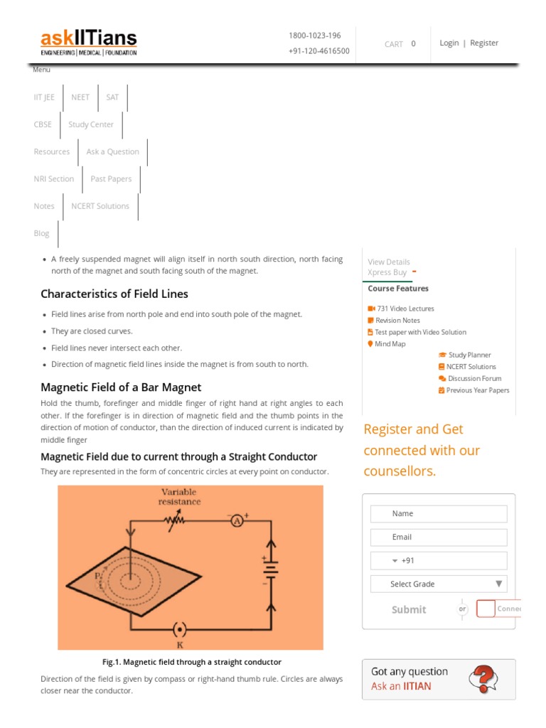 Revision Notes For Science Chapter 13 - Magnetic Effects of Electric ...