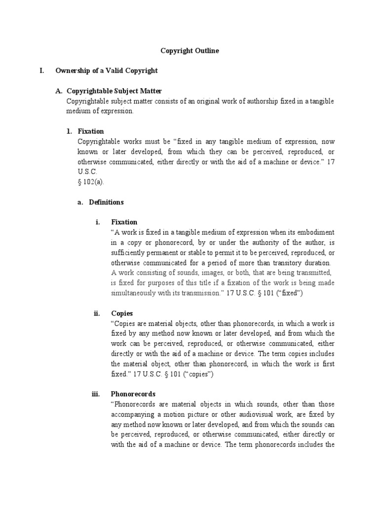 Copyright Outline | PDF | Copyright | Public Domain