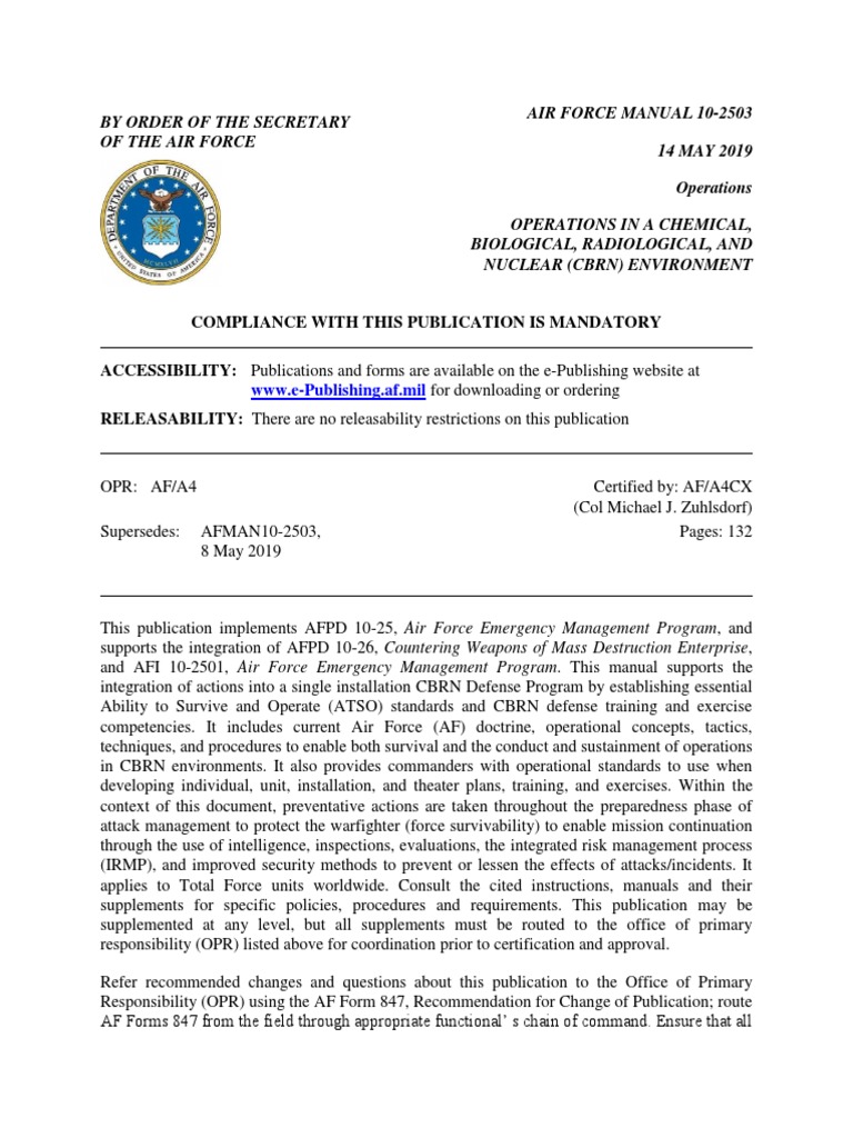 Afman10 2503 | PDF | Cbrn Defense | Military Doctrine