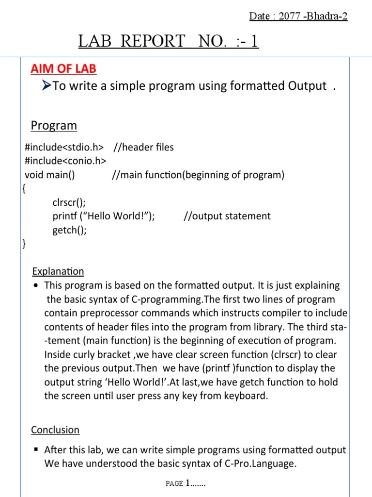 Lab Report No.:-1 | PDF
