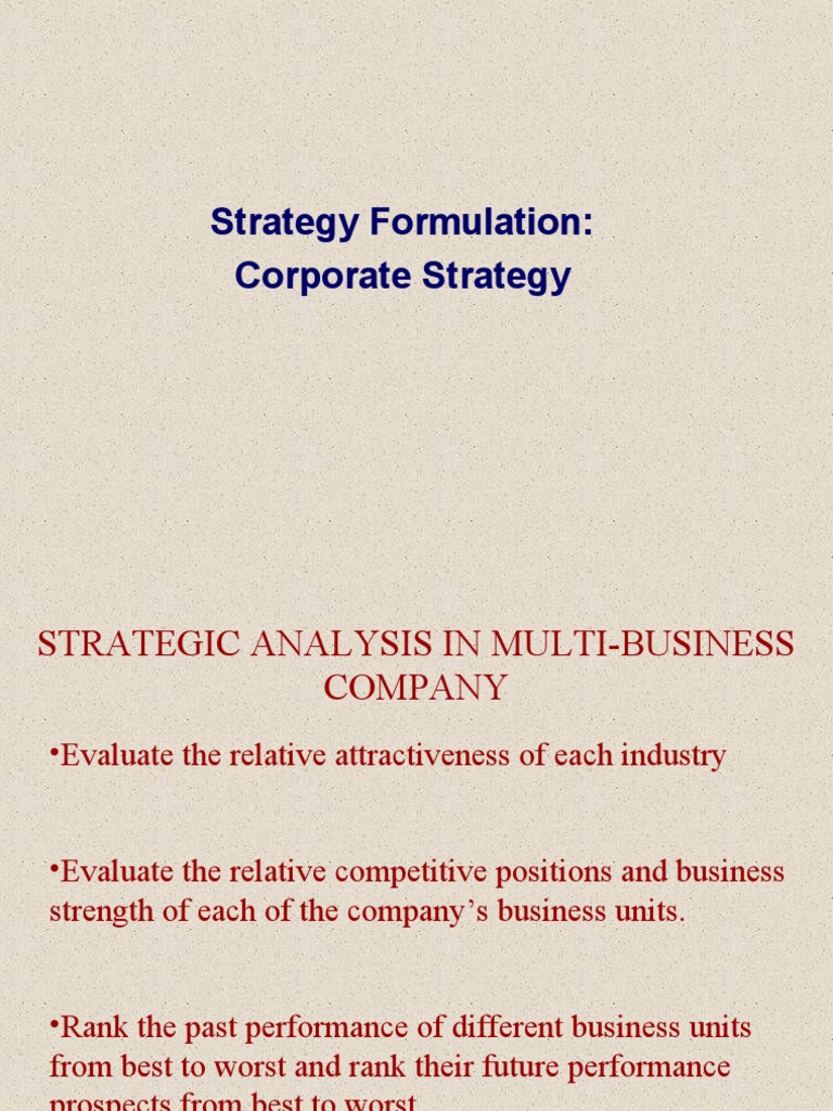 Strategy Formulation: Corporate Strategy | PDF | Strategic Management ...