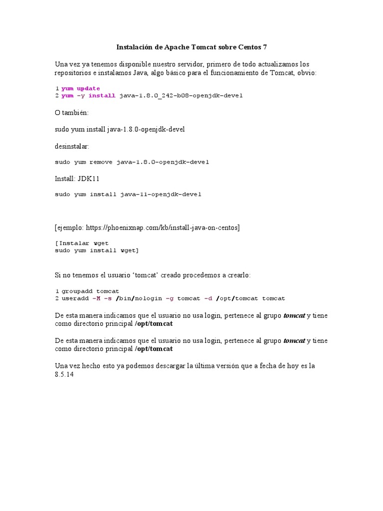 Instalación de Apache Tomcat Sobre Centos 7 | PDF | Cortafuegos (informática) | Archivo de ...