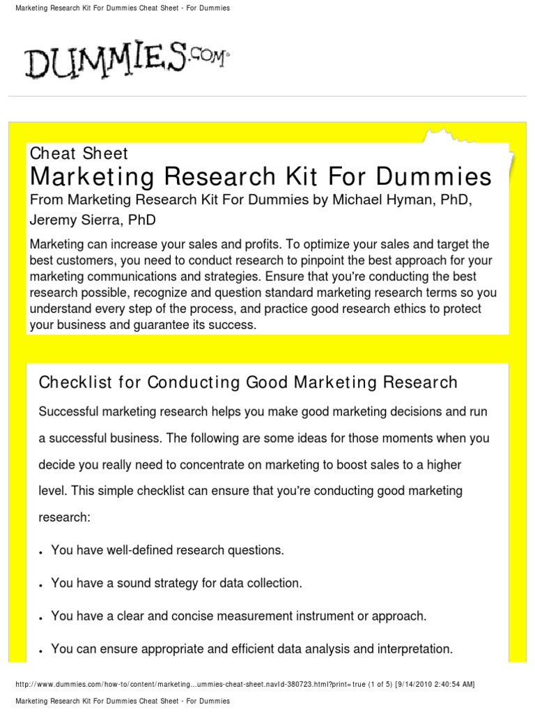 Marketing_Research_Kit_For_Dummies_Cheat_Sheet_-_For_Dummies | Survey ...