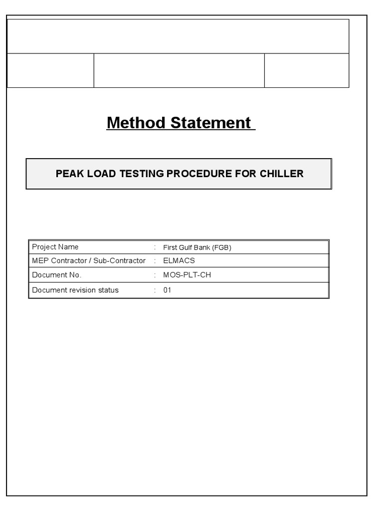 Procedure for Conducting Peak Load Testing of a Chiller Unit | PDF ...
