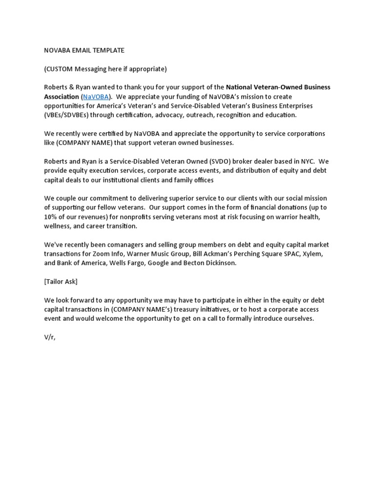 NaVOBA Email Template | PDF | Business