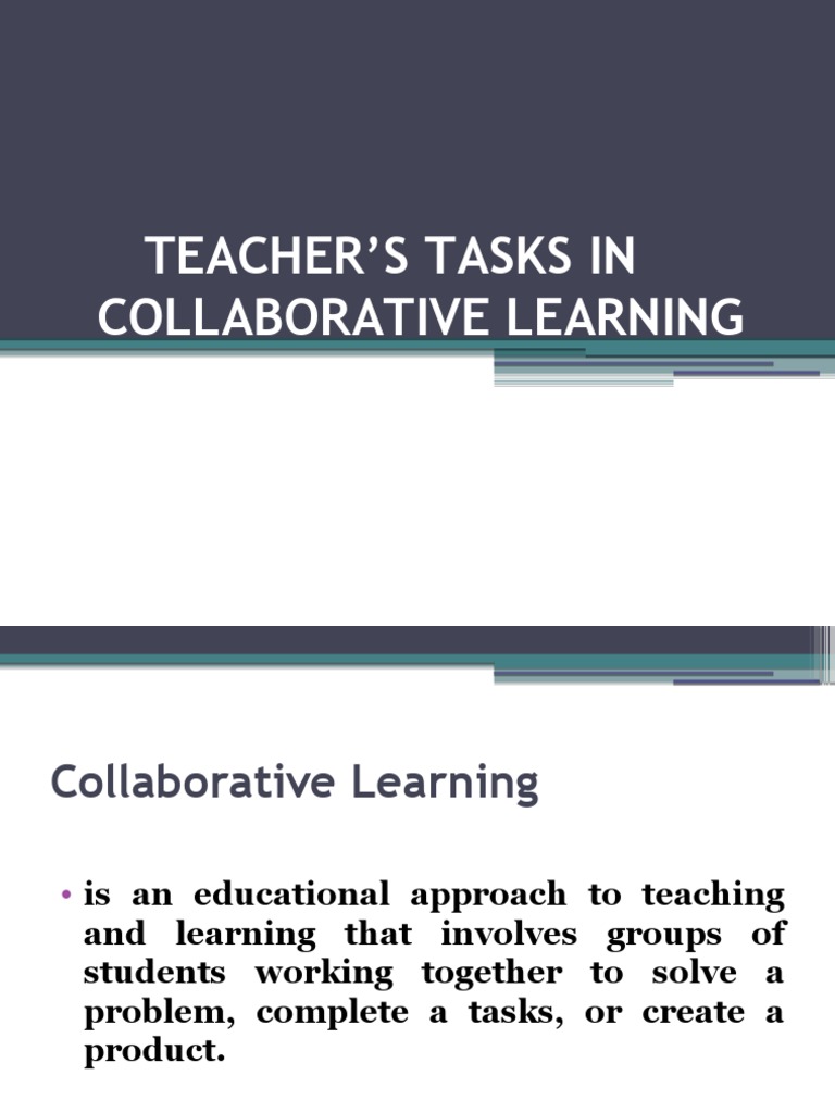 Teacher's Tasks in Collaborative Learning | PDF