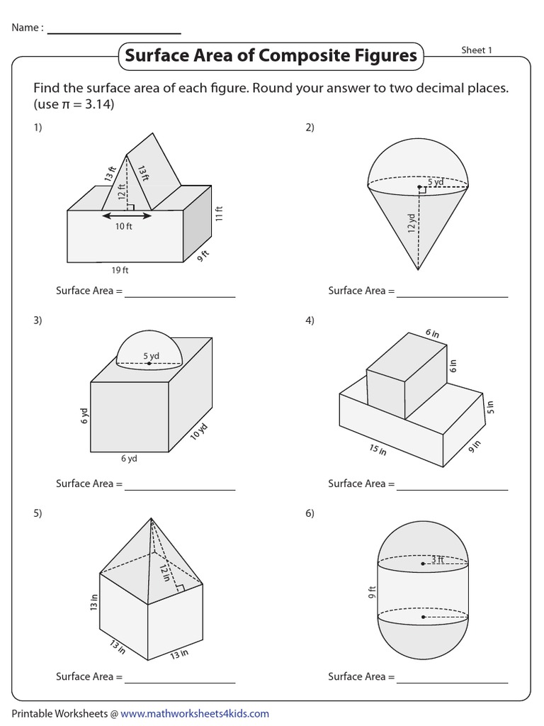 Calculating Surface Areas of Composite Shapes | PDF
