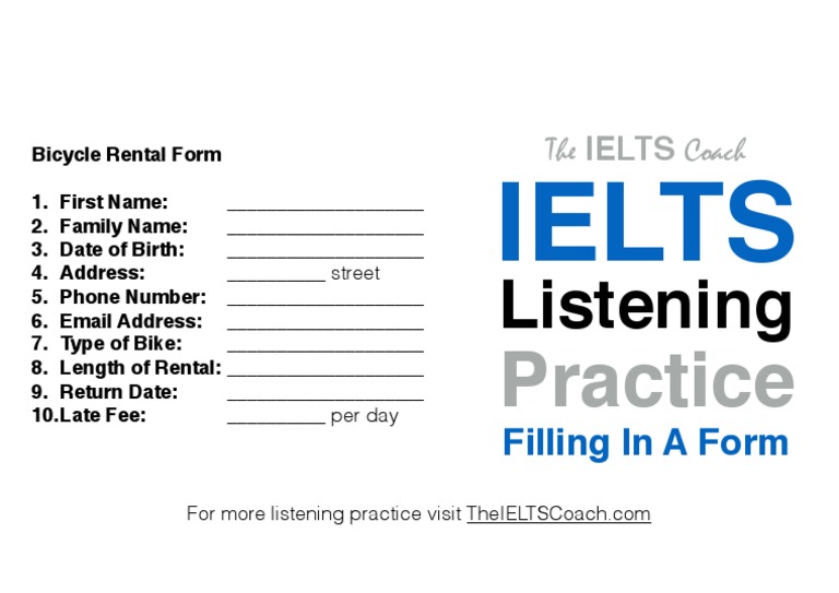 IELTS Listening Practice Filling in A Form PDF | PDF