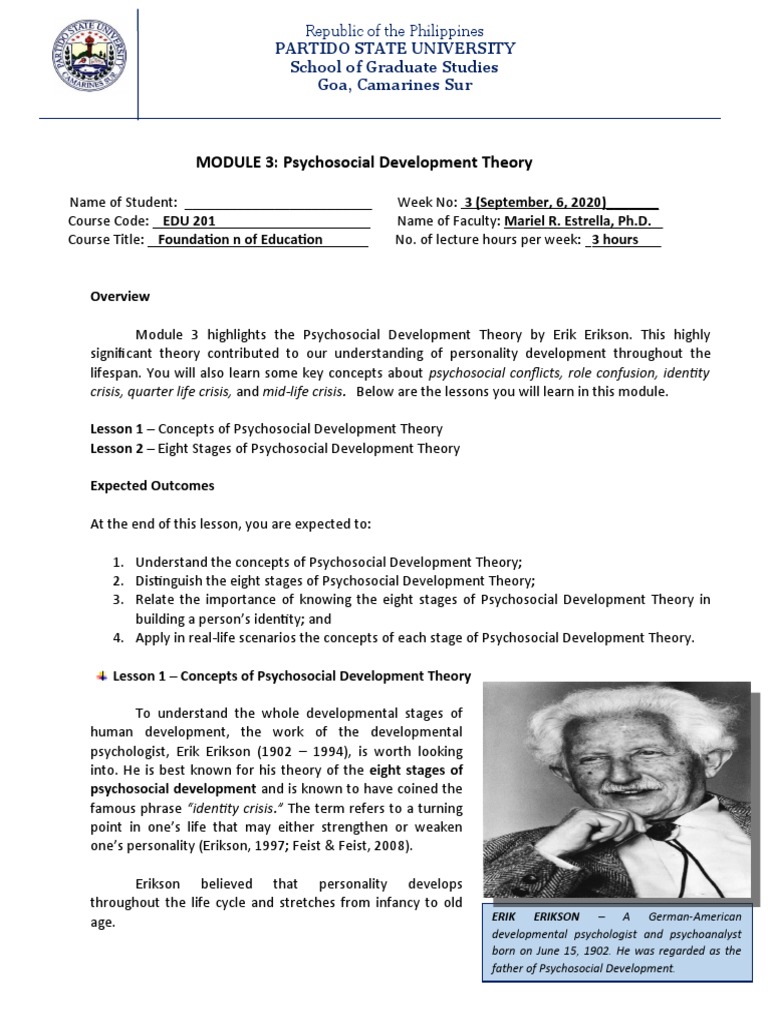 Module 3 - Psychosocial Development Theory | PDF | Childhood | Behavioural Sciences