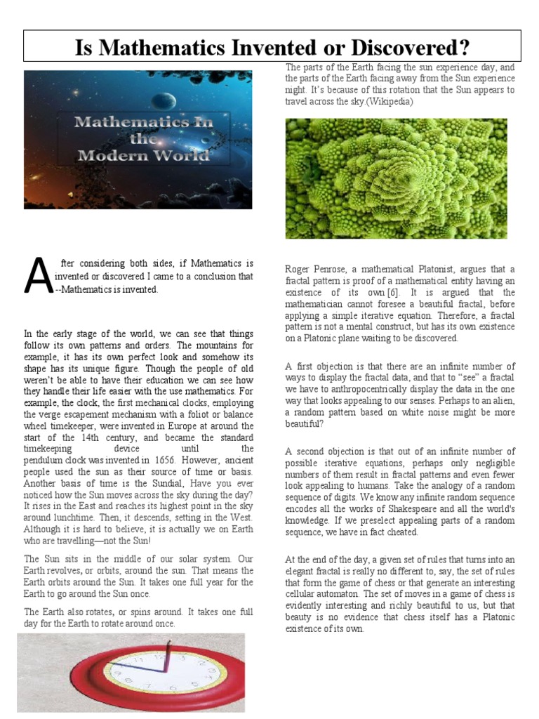 Is Mathematics Invented or Discovered? | PDF | Sun | Clock