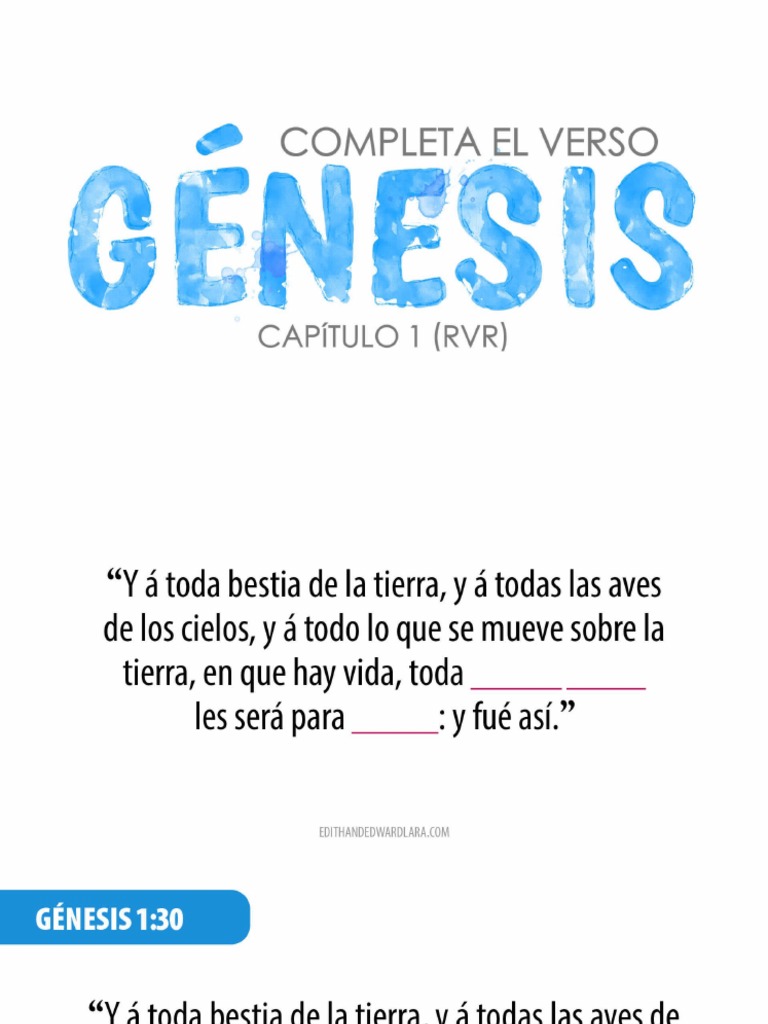 Genesis Capitulo 1 Completa El Verso | PDF