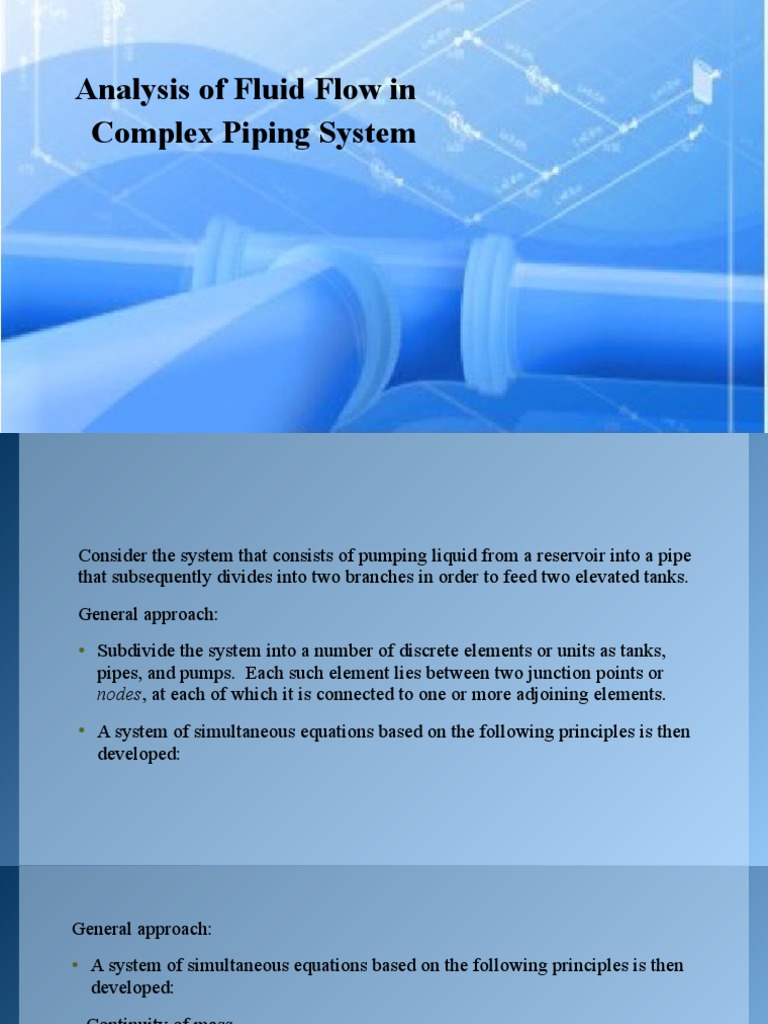 Fluid Flow Analysis in Piping Systems | PDF | Fluid Dynamics | Flow ...