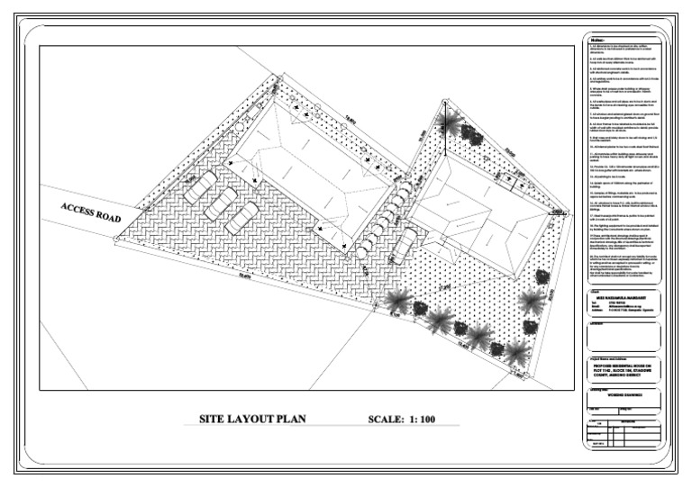 Site Layout Plan: SCALE: 1: 100 | PDF | Door | Architect