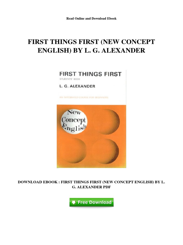 First Things First New Concept English by L G Alexander PDF | PDF ...